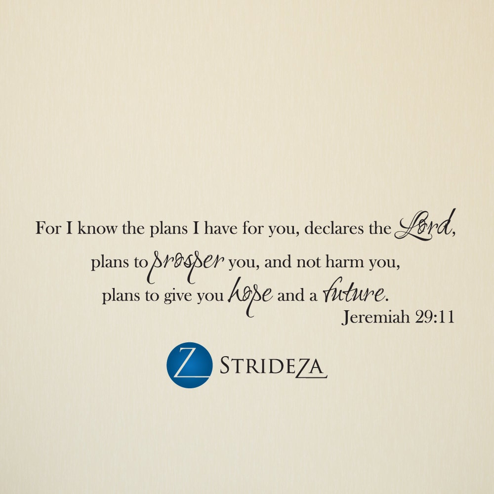 Jeremiah 29 11 Jeremiah wall decal Inspirational quote