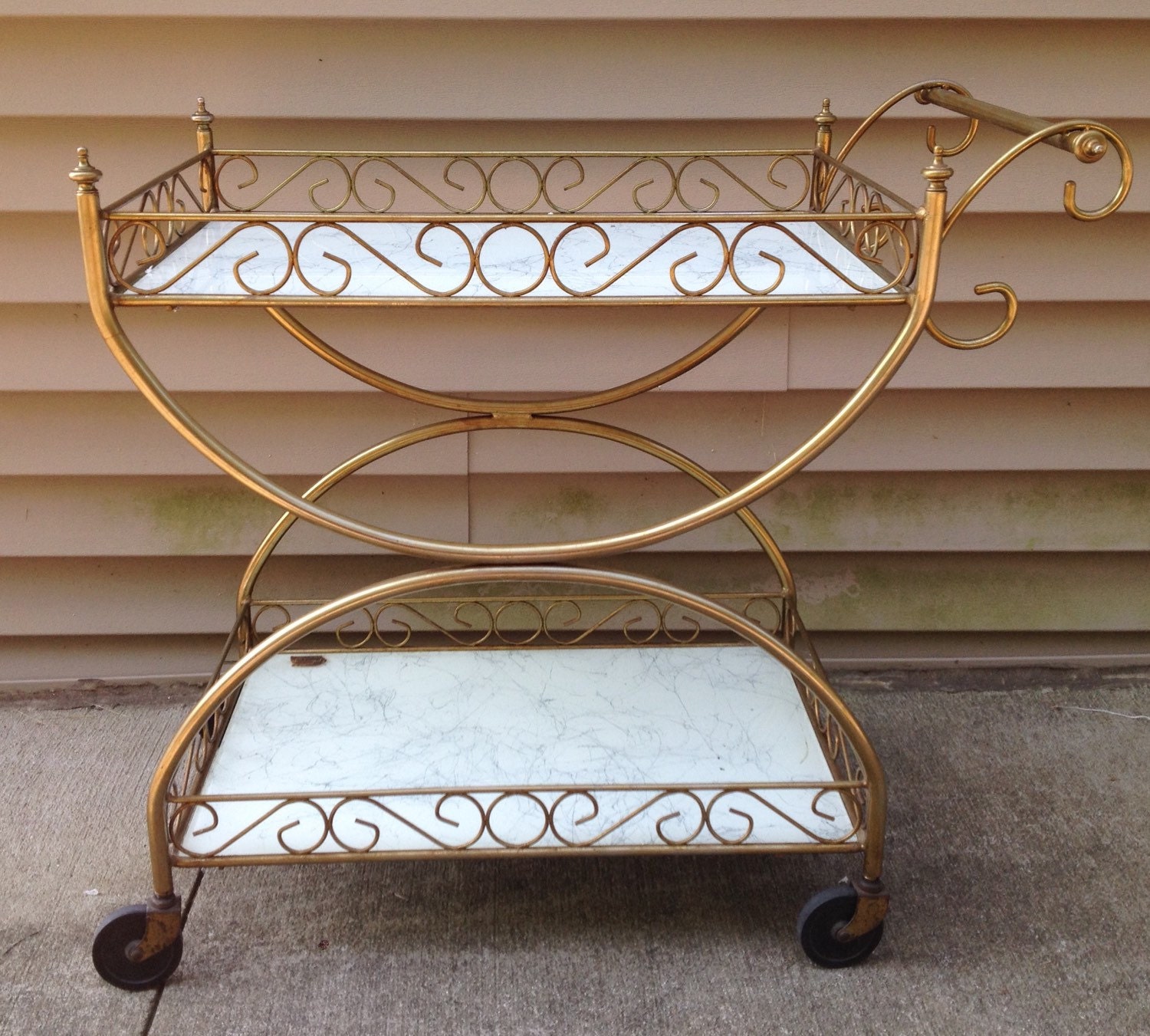 Mid Century Modern Brass and Glass Bar Cart/ Tea Cart/ Mad Men Era ...
