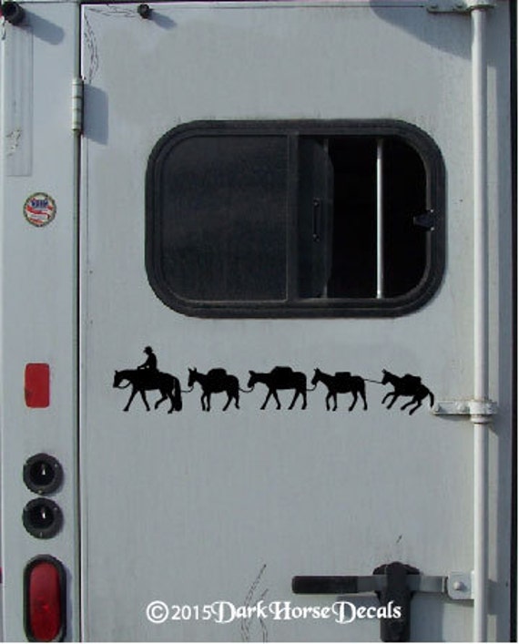 Rider with Mule Pack String Decal for Vehicle or Trailer