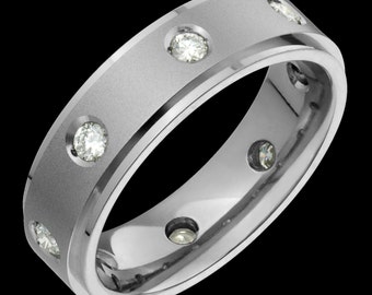 6mm Titanium & Diamond Eternity Band Custom by AlainRaphaelJewelry