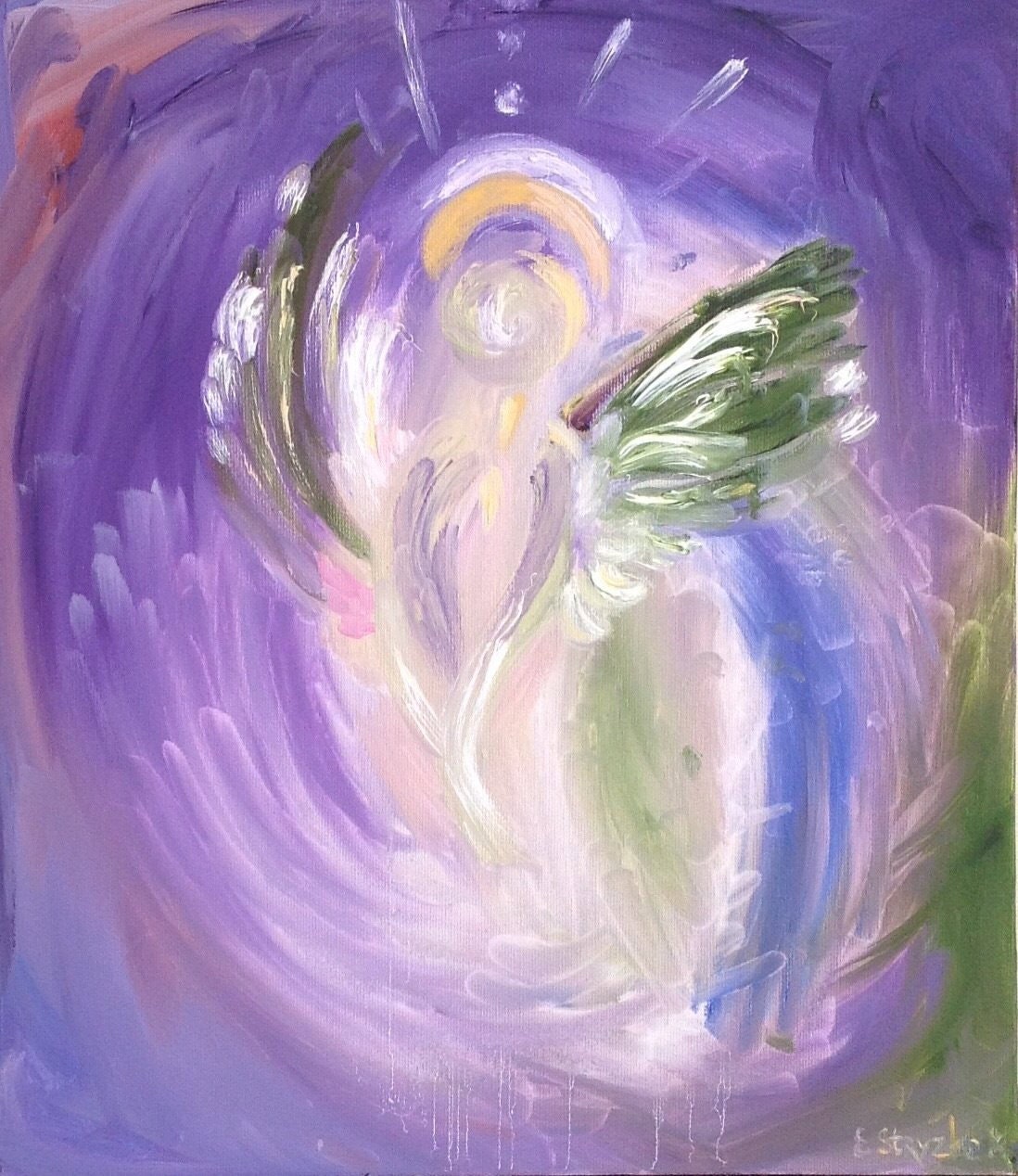 Angel light intuitive fine art original oil painting – Foxy Expressions