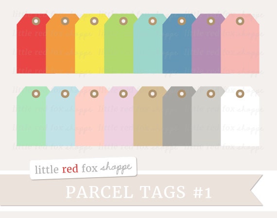 Parcel Tag Clipart Gift Tag Clip Art Kraft by LittleRedFoxShoppe