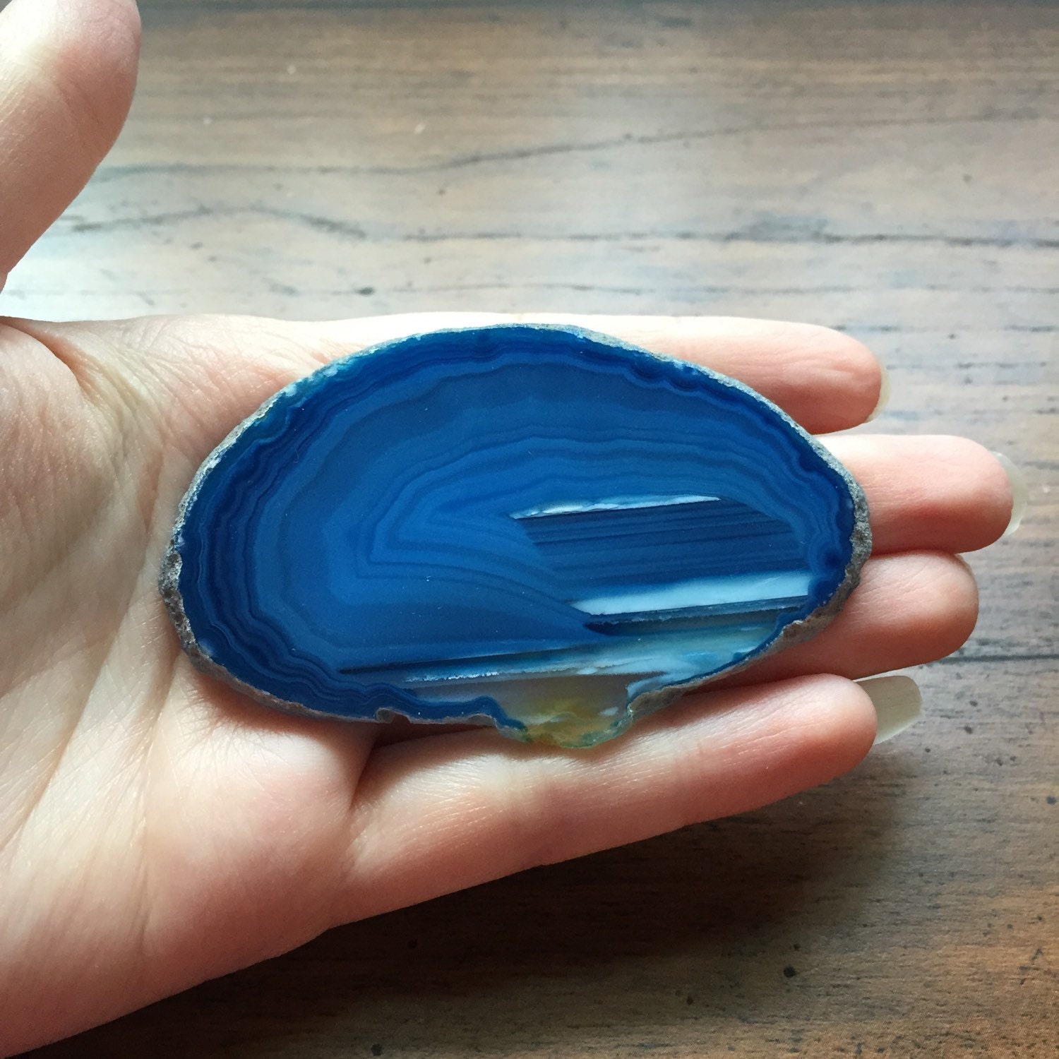 Blue Agate Slice Mineral Specimen Rocks and Crystals Agate