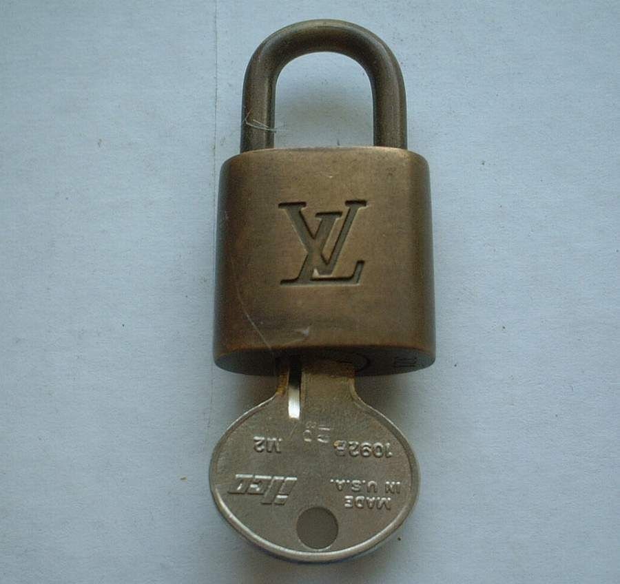 Authentic Vintage Louis Vuitton Gold Brass Accessory Lock and Key ...