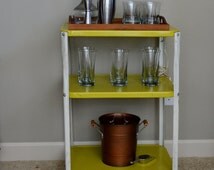 Vintage Yellow Bar Cart | 3 Tier Cosco Metal Cart | Kitchen Island w ...