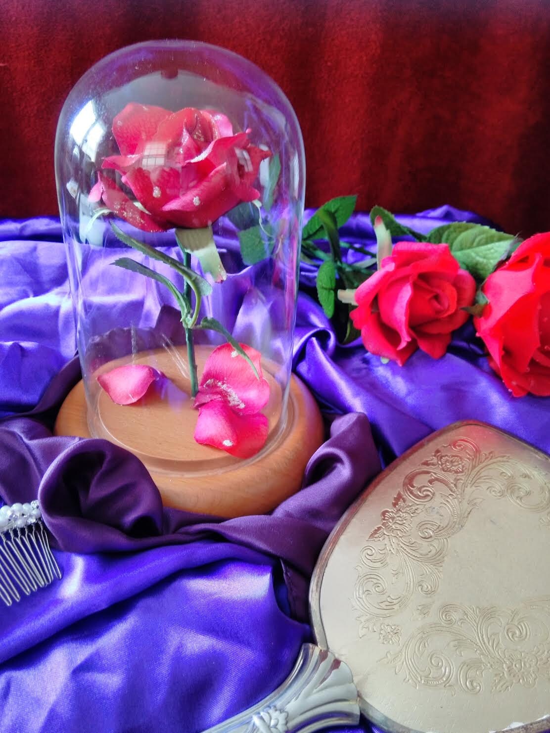 Life Size Replica Beauty and the Beast Enchanted Floating Rose