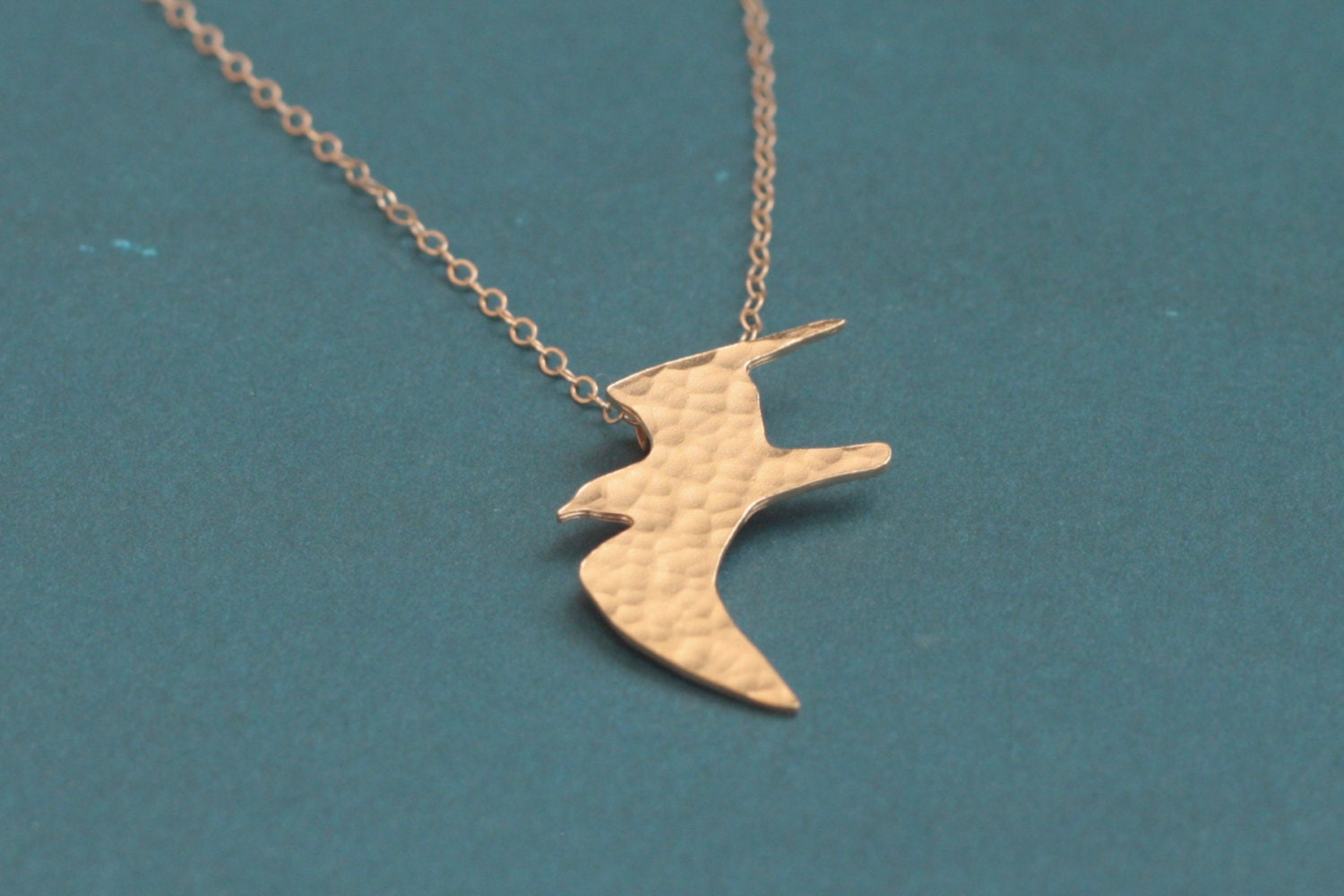 Gold Seagull Necklace Flying Bird Necklace Bird by meytalbarnoy
