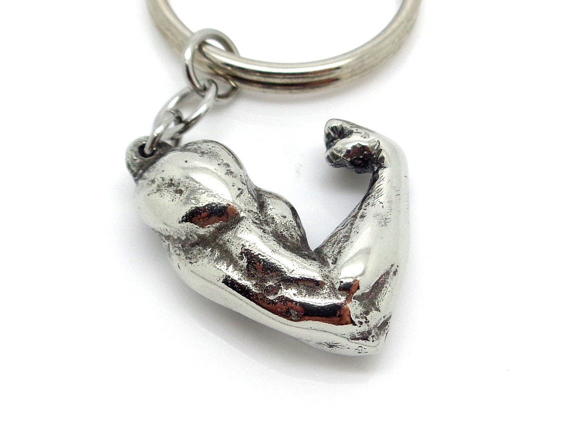 Human Biceps Charm Keychain Handmade Bodybuilder Key Chain in
