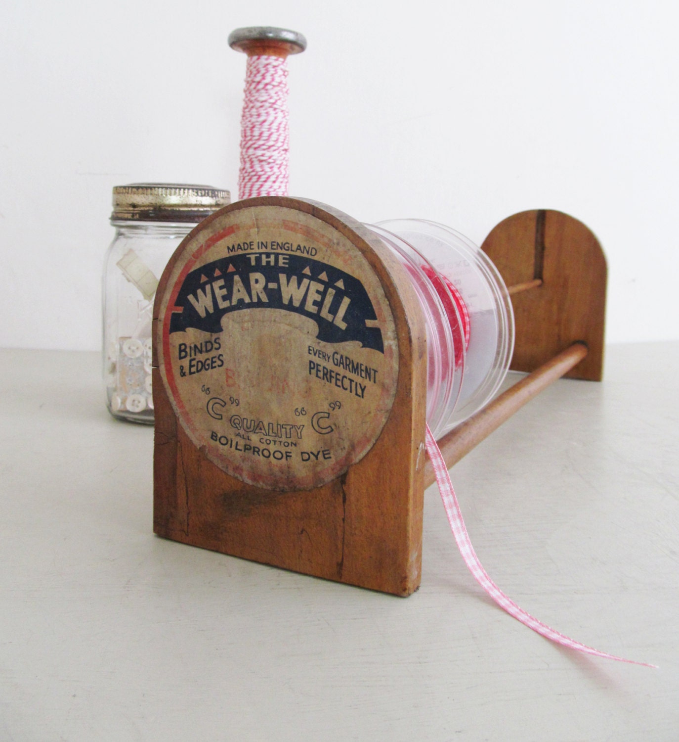 Rare true vintage haberdashery shop counter display~WEAR-WELL bias ...
