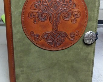 leather bolt bound dragon tooled book by rockntleatherworks