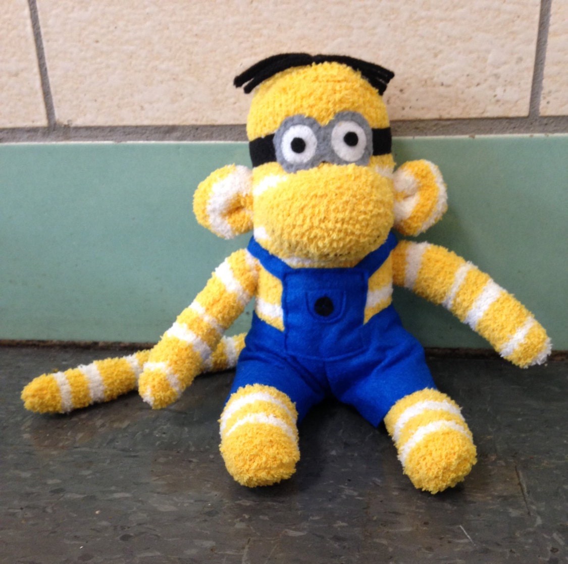 Minion-Like Sock Monkey by ThinkHappyThings on Etsy