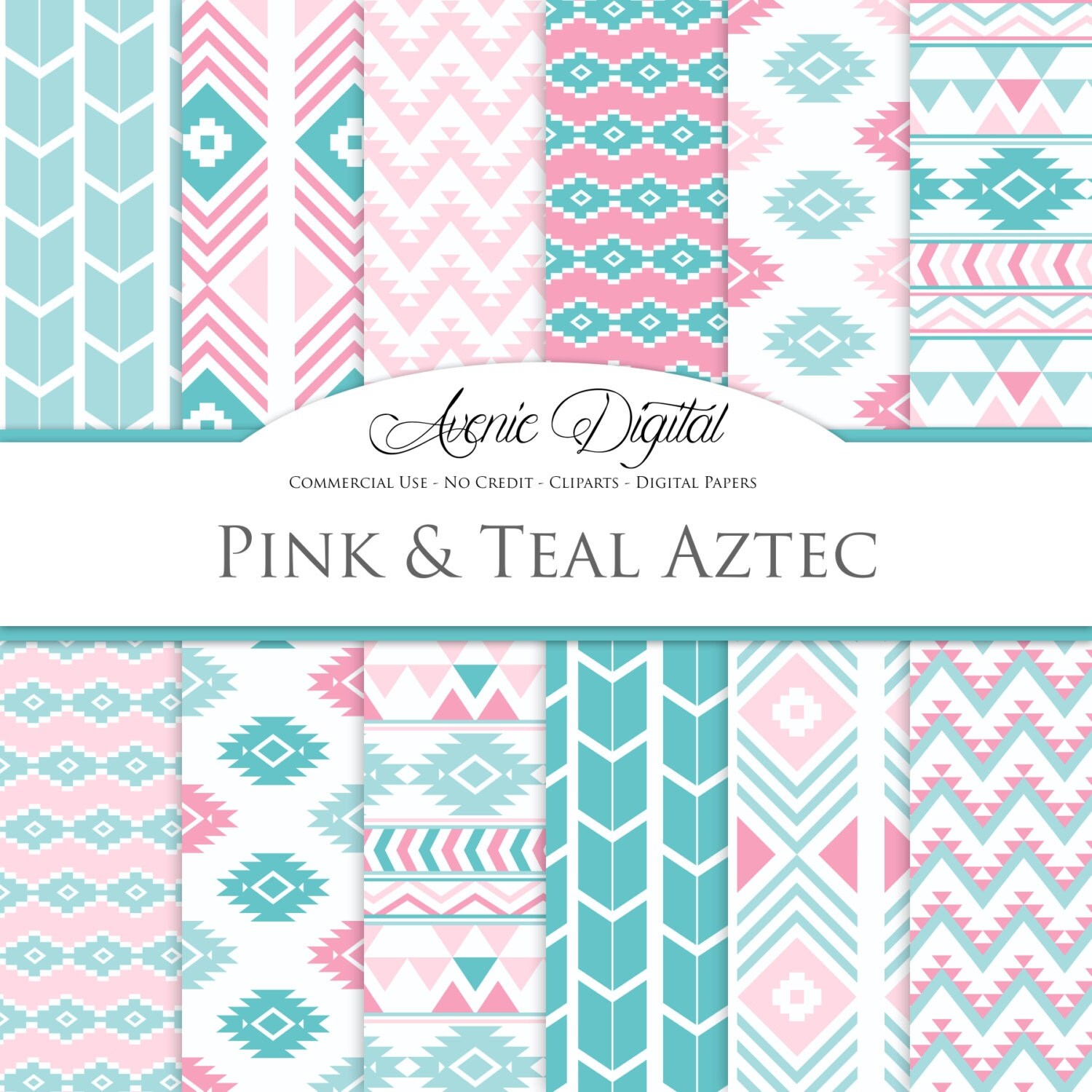Aztec Digital Paper. Scrapbook Backgrounds. Aztec patterns