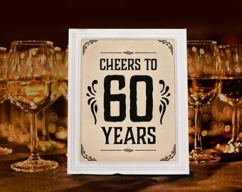 Birthday sign printable. 60th birthday party decorations. 60th