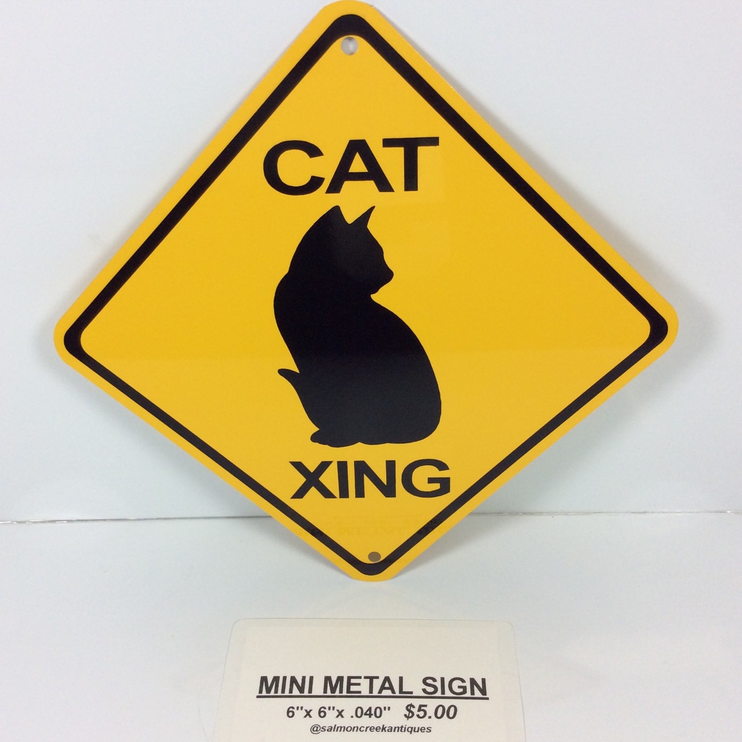 House Cat Xing Mini Metal Yellow Farm Caution Crossing Sign
