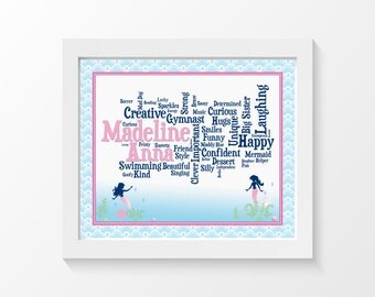 Mermaid word art | Etsy