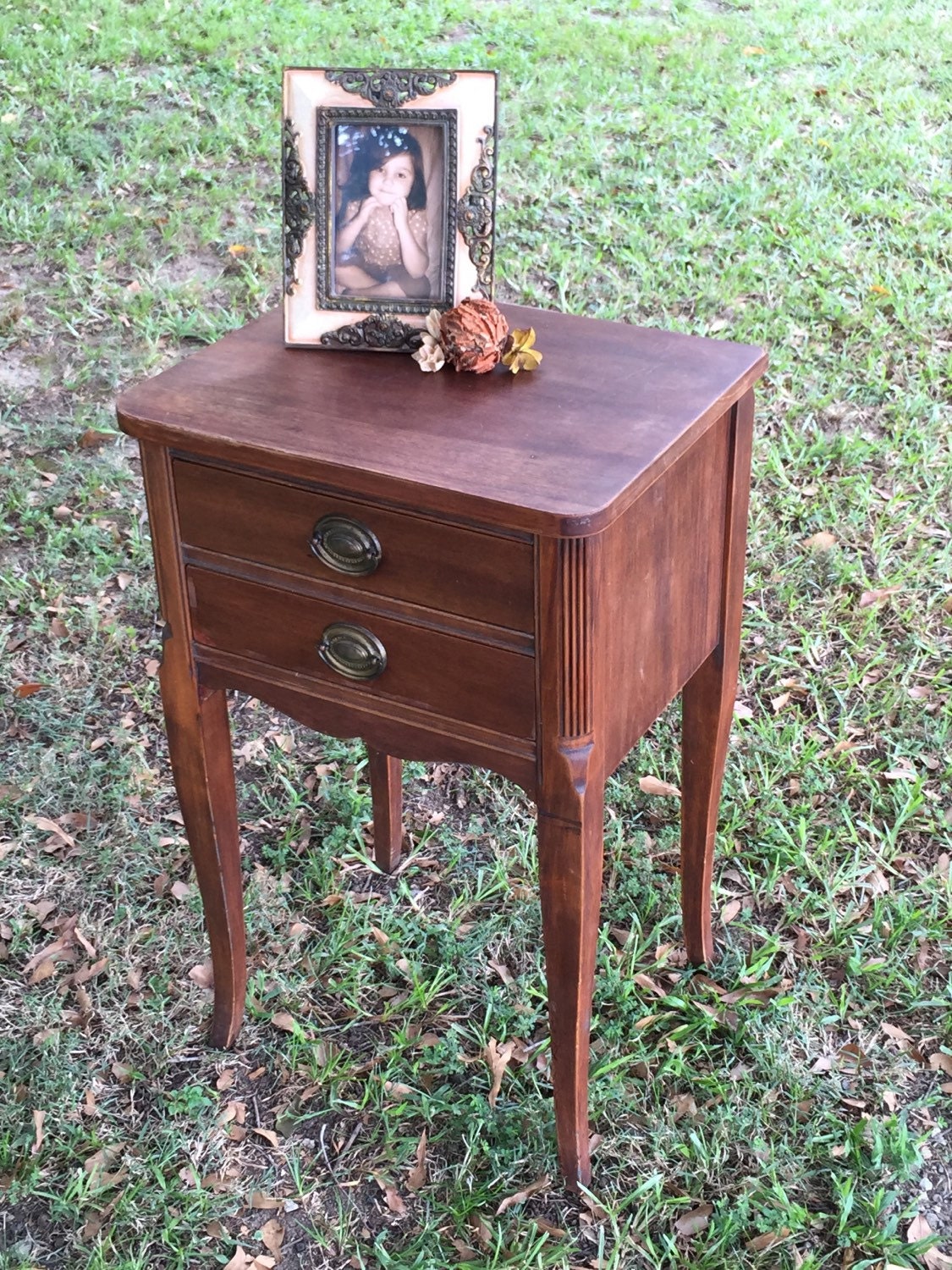 Authentic Antique Accent Table with Two Drawers / Entryway Table ...