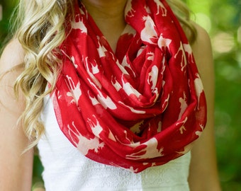 Red infinity scarf | Etsy