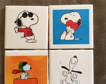 Snoopy coasters | Etsy