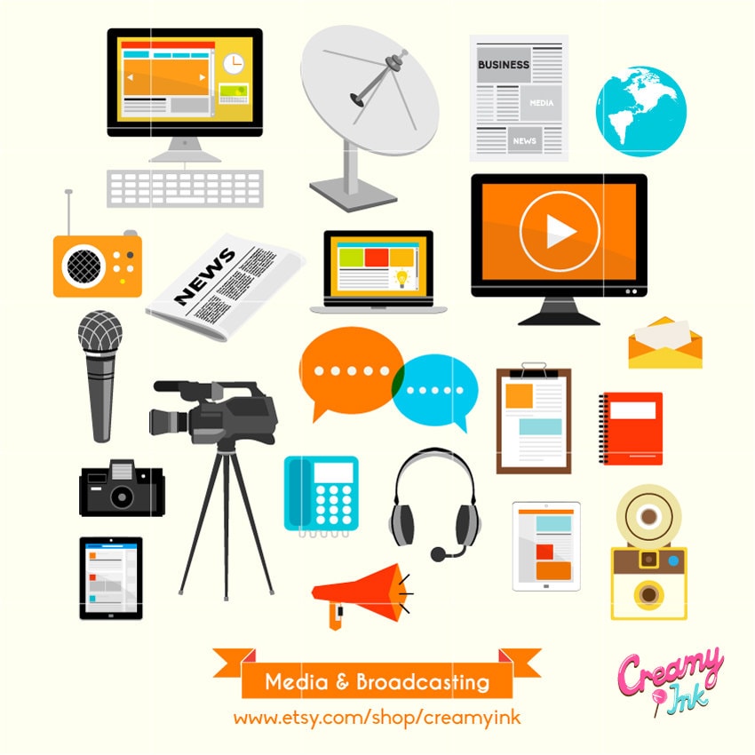 Media Broadcasting Digital Vector Clip art / Social Media