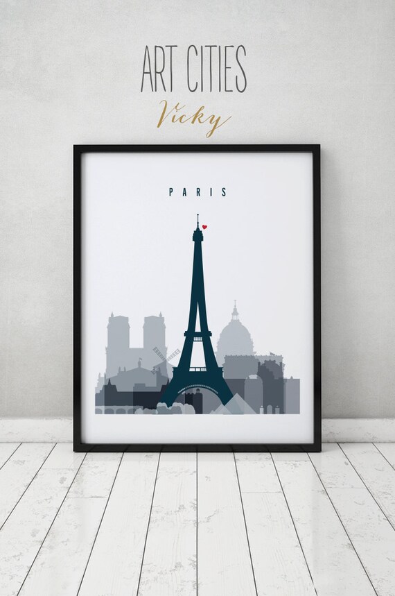 Paris print Poster Wall art France cityscape Paris