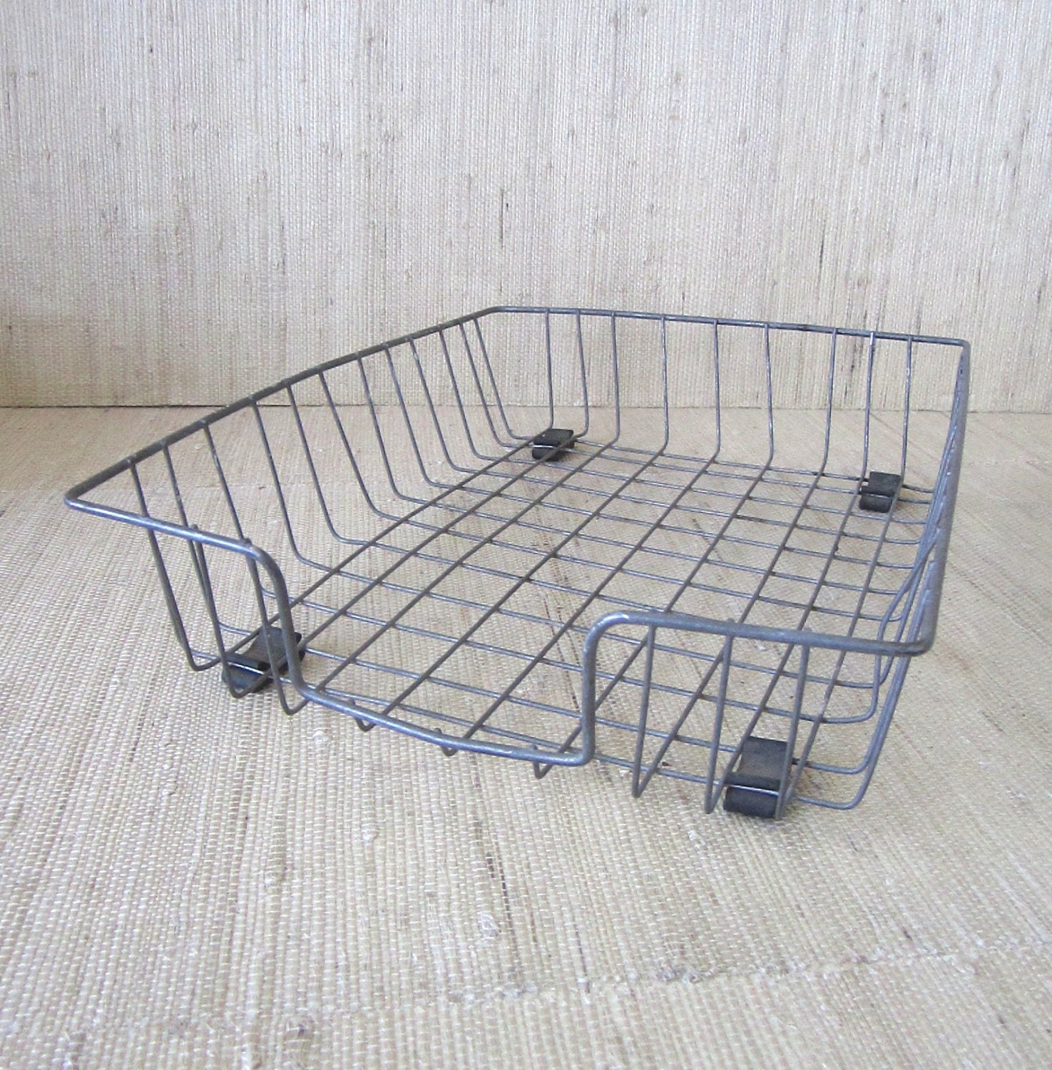 Vintage WIRE Paper File Storage BASKET | storage bin | mud room storage ...