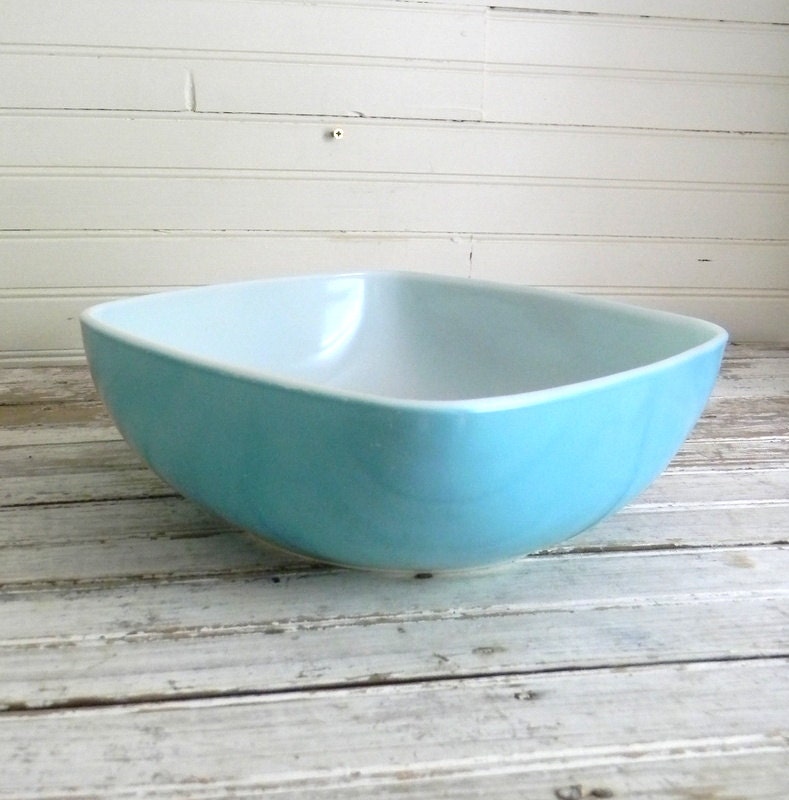 Vinatge Square Pyrex Bowl Blue Pyrex Dish Hostess Serving Bowl Mid Century Pyrex Serving Bowl