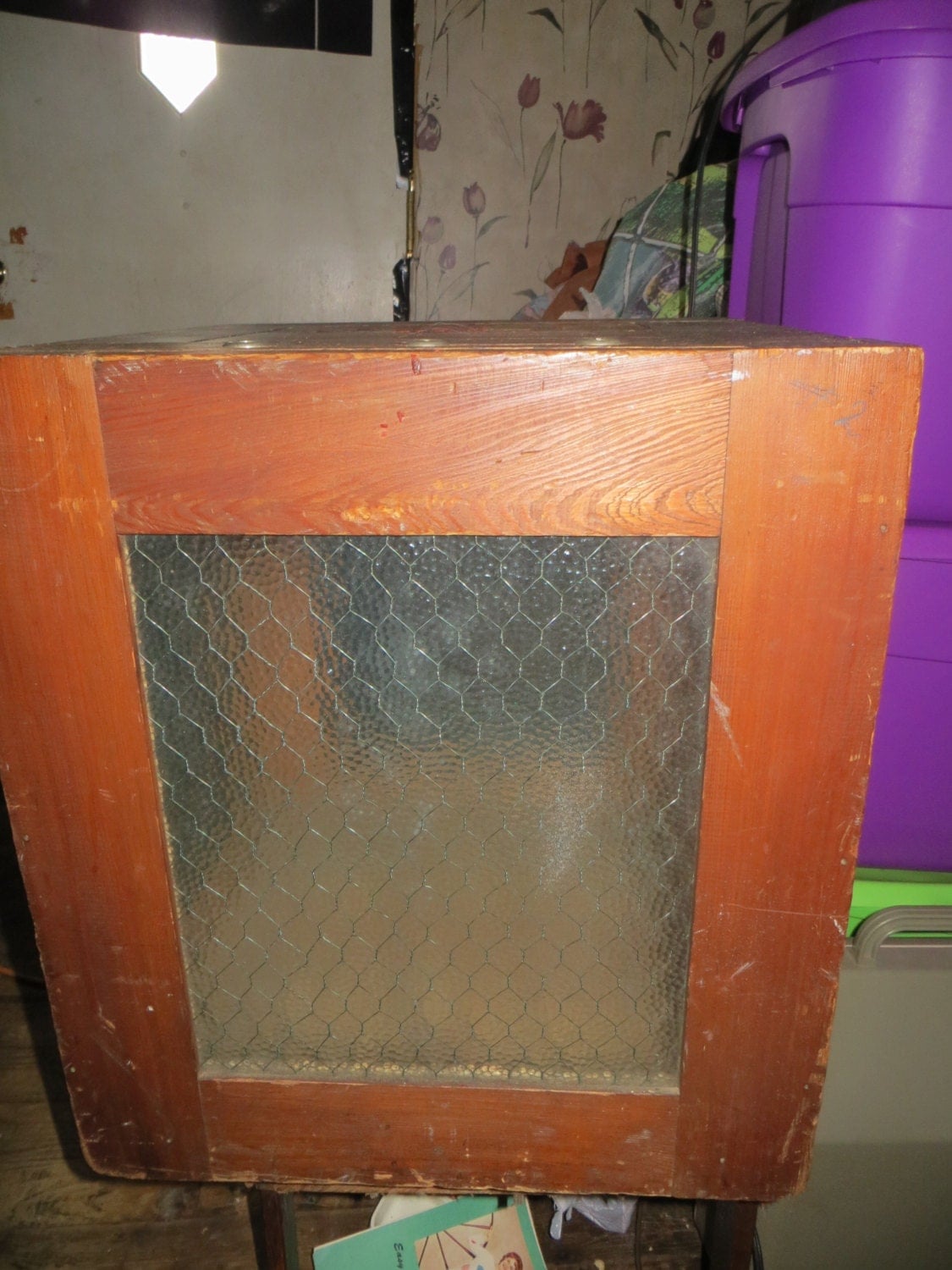 antique wood and Glass honeycomb Wire voting Ballot box great for table ...