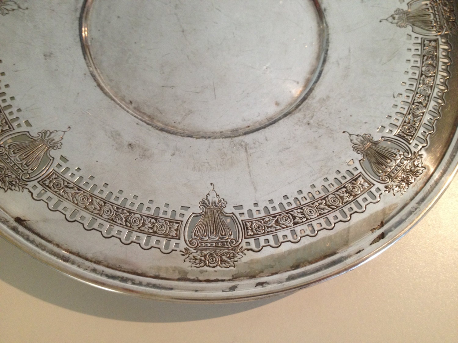 Vintage Andover Silver Plated Dish Plate, Pierced Design, Reticulated ...