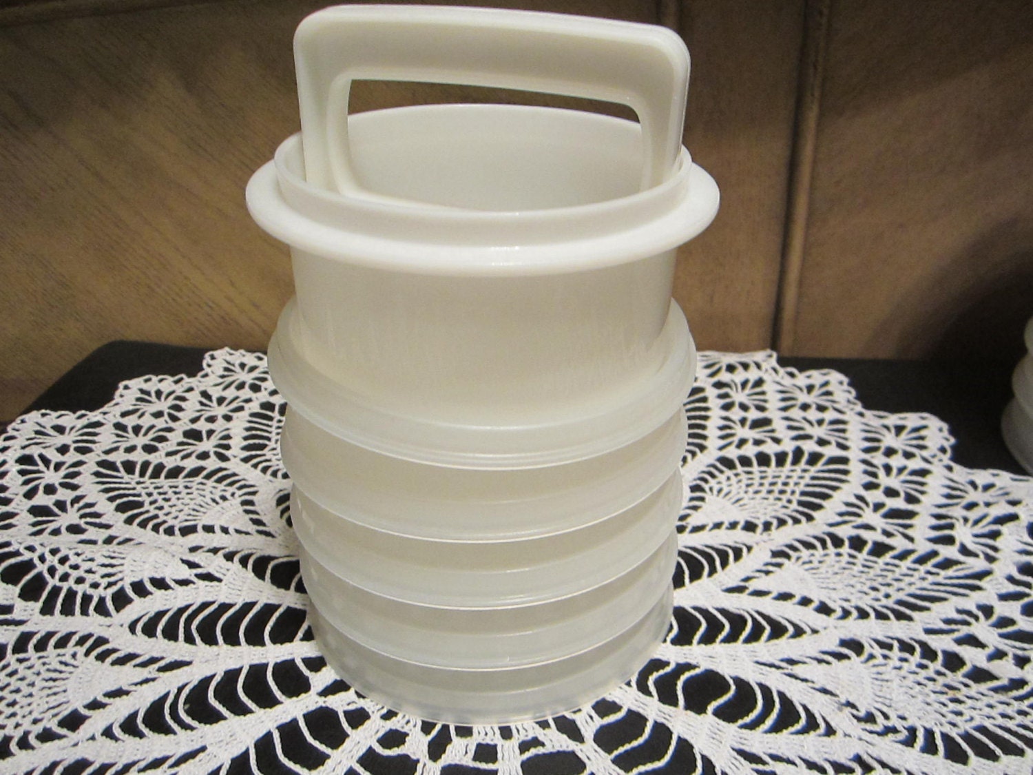 Vintage Tupperware Hamburger Patty Press Set / Baby Food Storage 4 ...