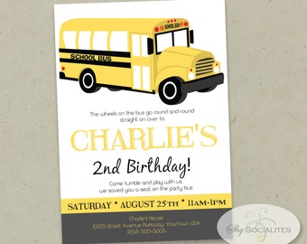 SCHOOL BUS Invitation ABC Birthday Retirement Graduation