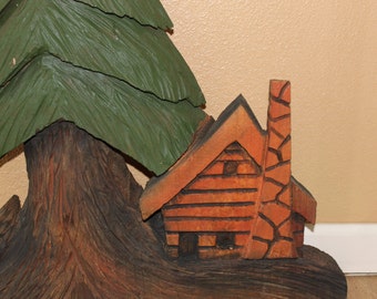 Carved pine tree | Etsy