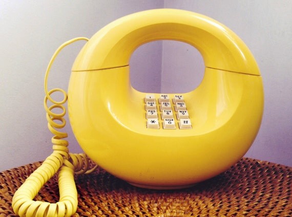Donut Phone Mod Yellow 60s Phone 70s Phone Mid Century