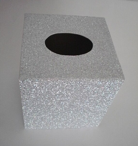 SILVER GLITTER Tissue Box Cover Super Sparkling