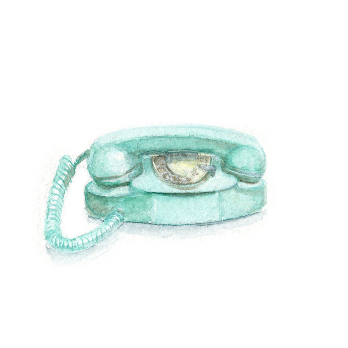 Watercolor Retro Phone Turquoise Retro Phone Print Princess