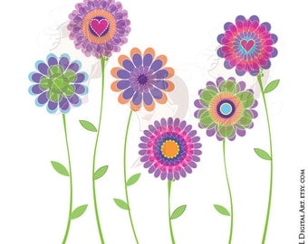 Pink Flower Clipart Spring Flowers Floral VECTOR Clip Art