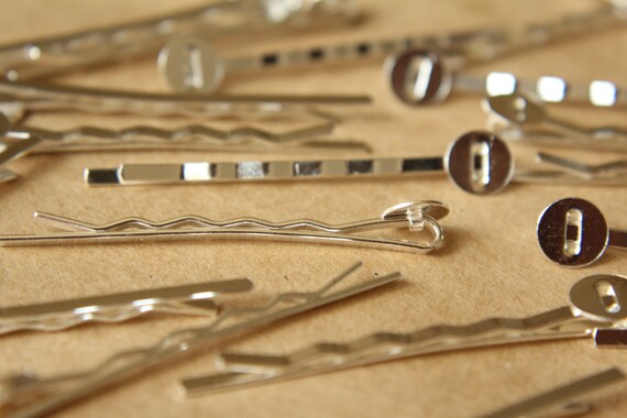 20 pc. Bright Silver Bobby Pins 8mm pad FI-177 by BrassKicker