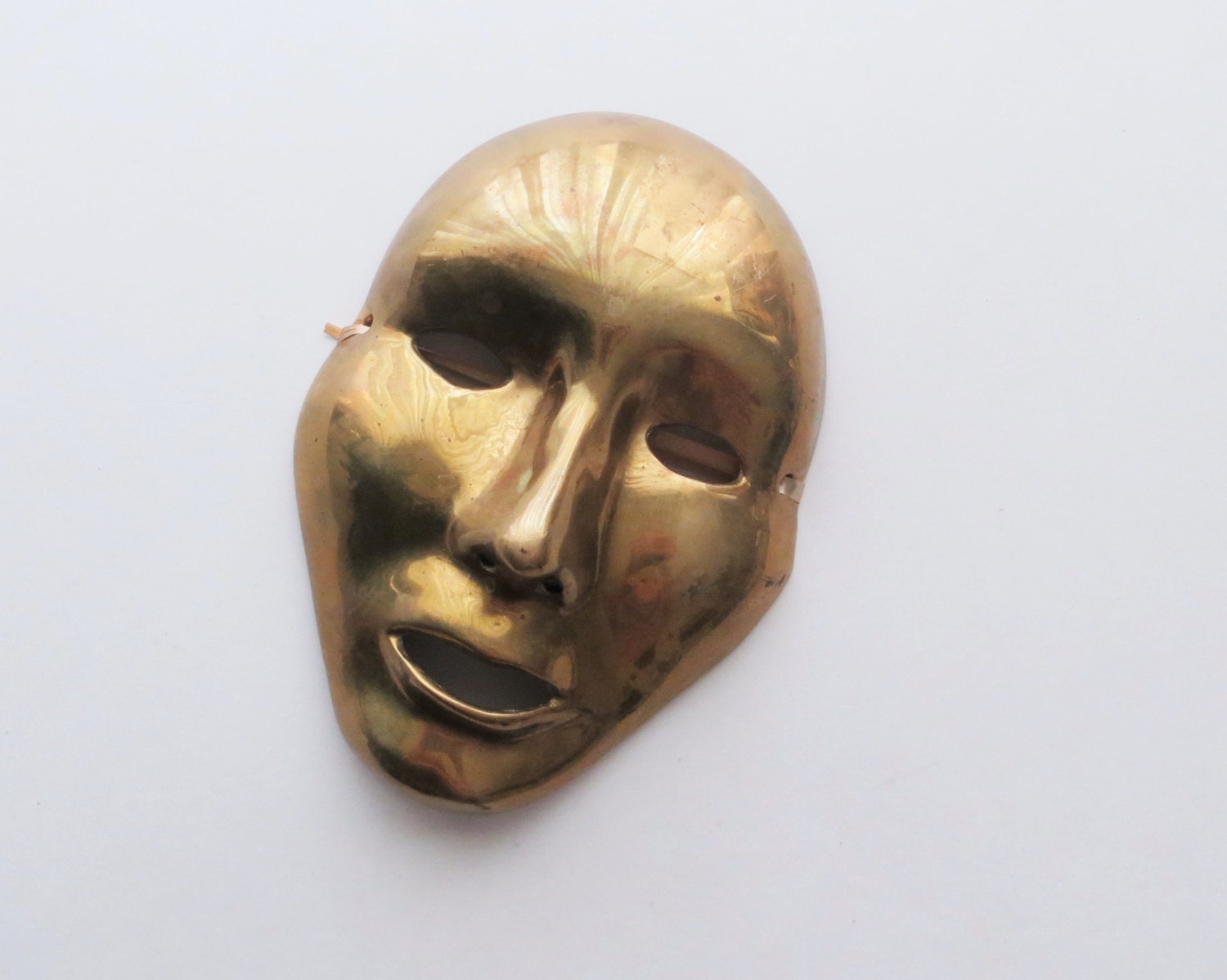 Vintage Theater Mask Solid Brass Drama Neutral Expression Creepy ...