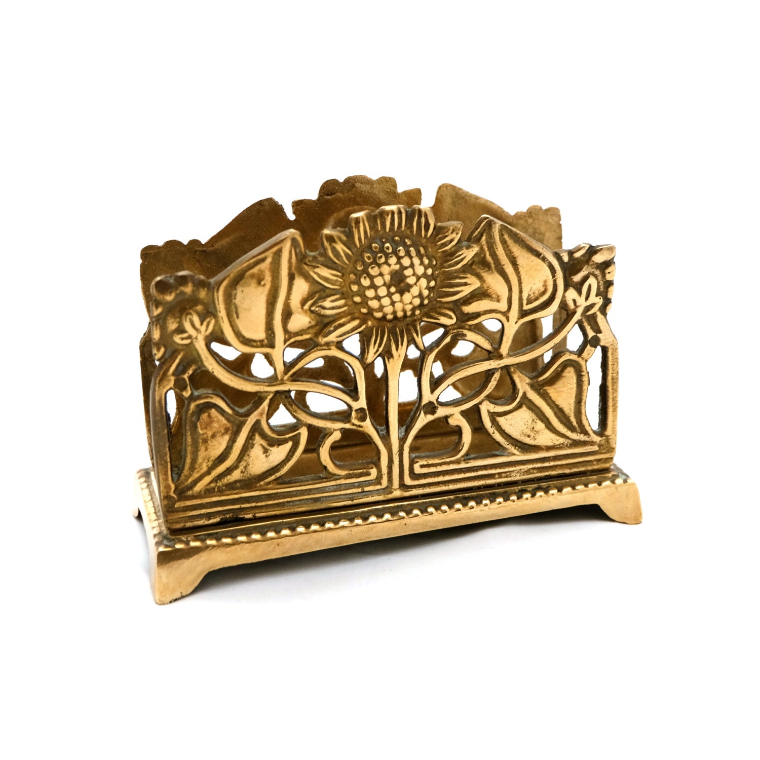 Art Nouveau Sunflower Solid Brass Letter rack, Italian Letter Holder ...