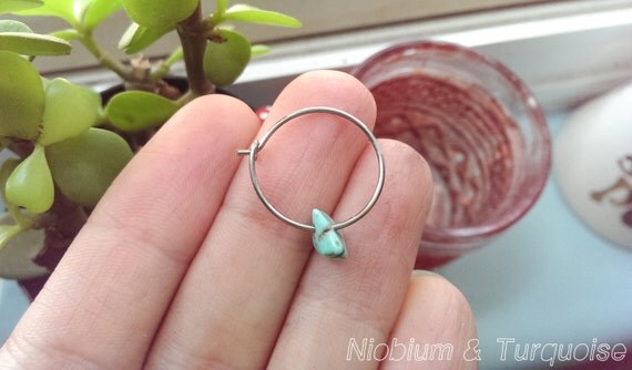 Titanium & Stone hoops Niobium Stone hoops non-allergenic
