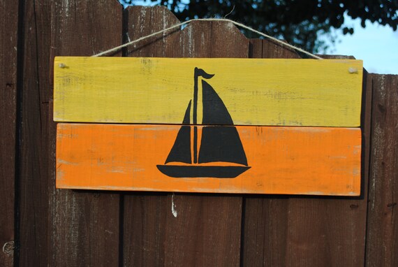 Items similar to Sailboat Reclaimed Wood Pallet Sign on Etsy
