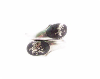 Black Enamel Ring Black Siam Ring Siam Ring Silver Twist