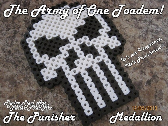 Items similar to Pixels: Punisher Medallion (Perler Pixel Art) on Etsy