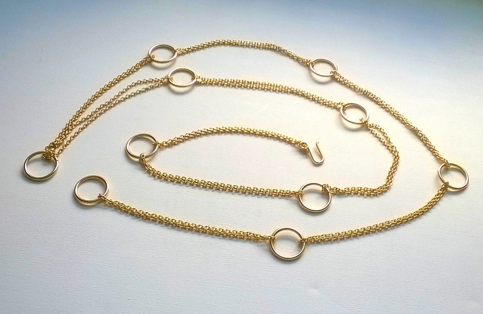 Long Chain Belt Gold Tone Metal Vintage 1970s Wrap Around Double Strand ...