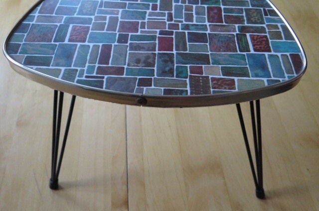 Kidney-shaped table 50/60’s “cult from Germany” Flowers stool table ...