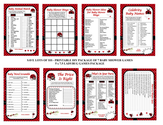 Ladybug Baby Shower Games Printable