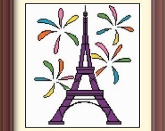 Eiffel Tower Counted Cross Stitch Pattern PDF by ArtbyMariana