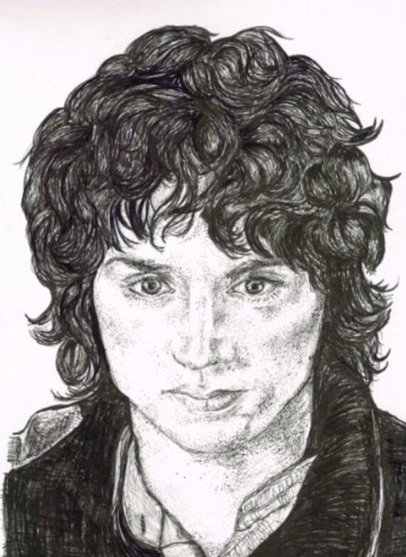 Frodo Baggins A4 Lord of The Rings Pen Drawing Art Print LOTR