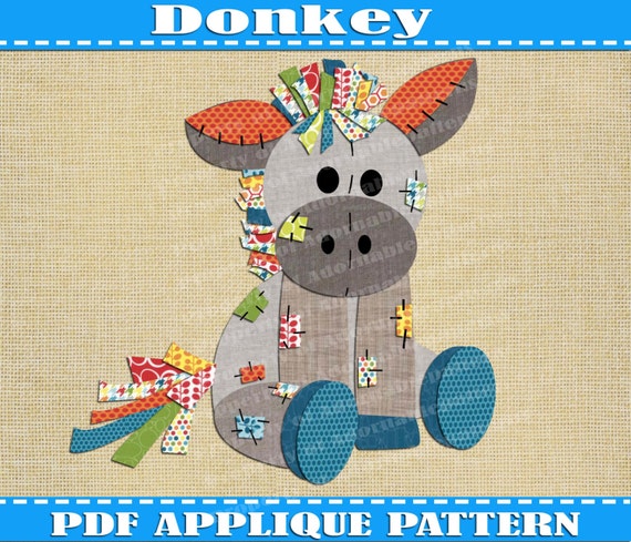Donkey Applique Pattern Template PDF by AdornablePatterns on Etsy