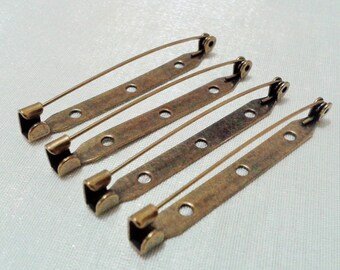 10 pcs Antique Bronze Three Loops Kilt Pin Safety Pins Broachs