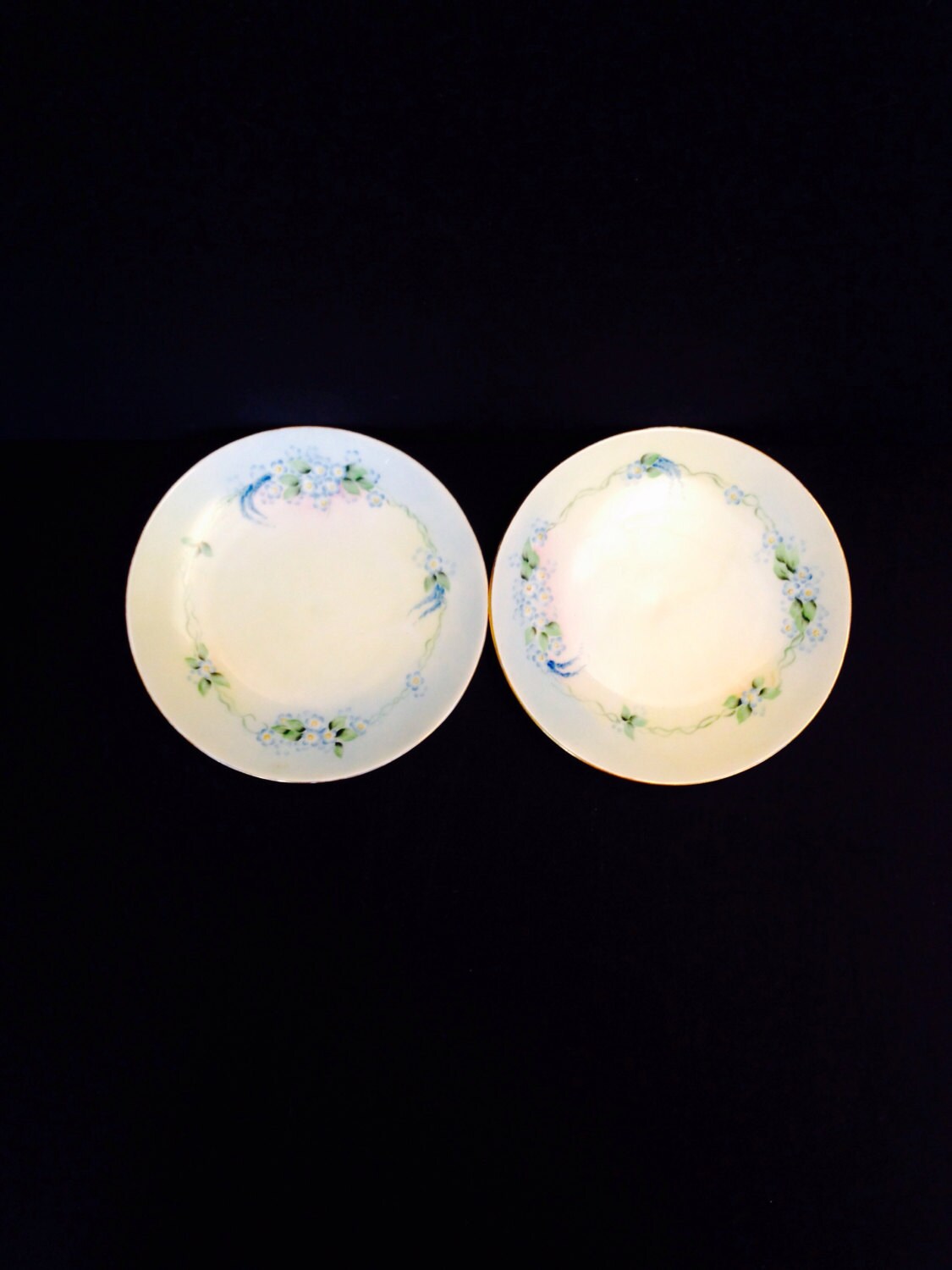 Antique Bavaria Blue Bell Floral Fine China Matching Dinner Saucers in ...